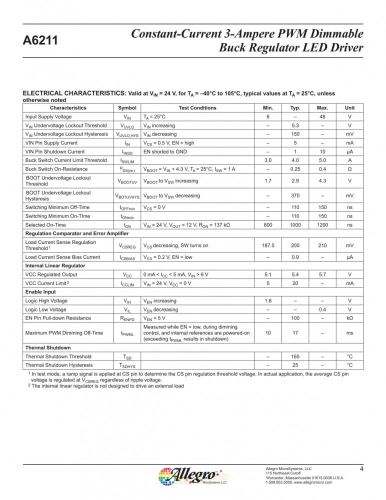 A6211 datasheet page 4