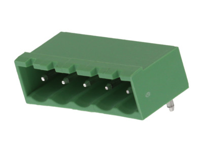 5.08mm Pitch Eurostyle Right-Angle PCB Header, Green Housing, 6 Circuits