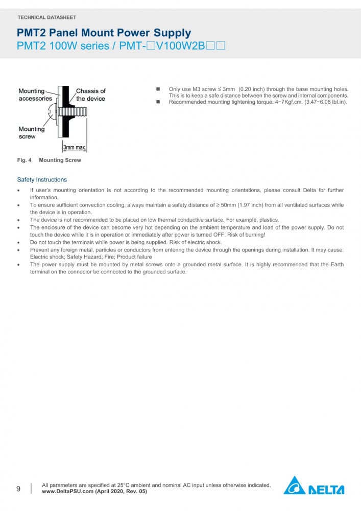 DELTA PMT2 datasheet page 9