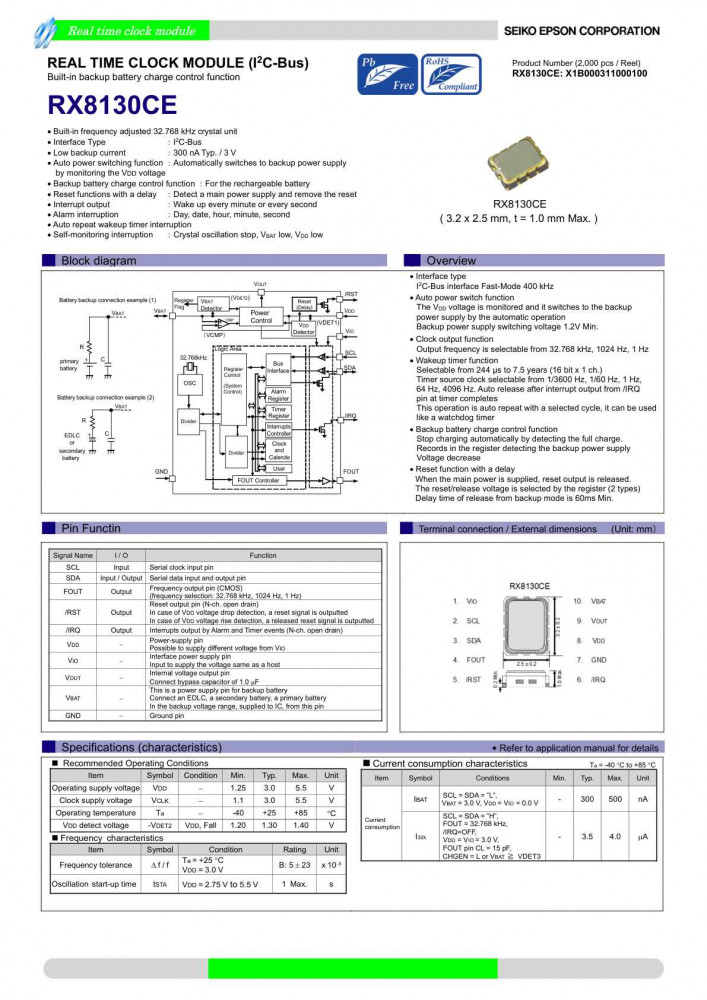 EPSON RX8130CE technical document page 1