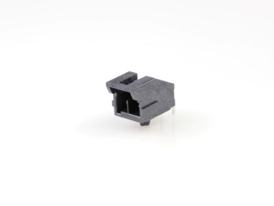 Ultra-Fit Right-Angle Header with Solder Nail, 3.50mm Pitch, Single Row, 2 Circuits, 0.76µm Gold (Au) Plating, Black, Glow-Wire Capable, Tray
