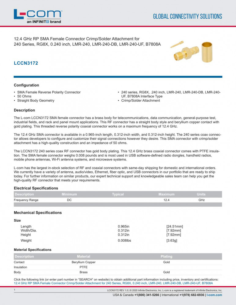 LCCN3172 product documentation page 1