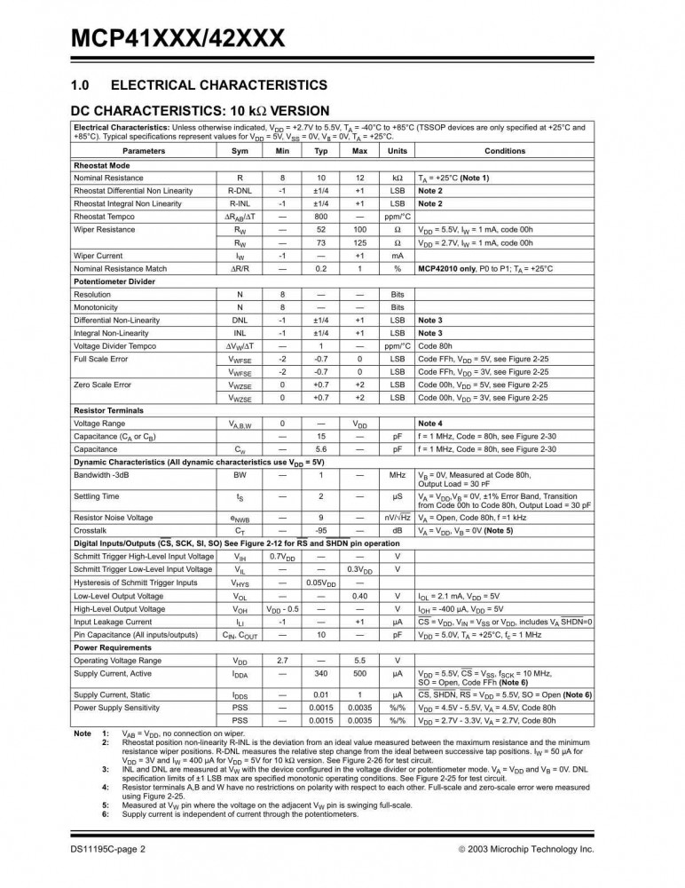 MCP41100T-I/SN datasheet page 2