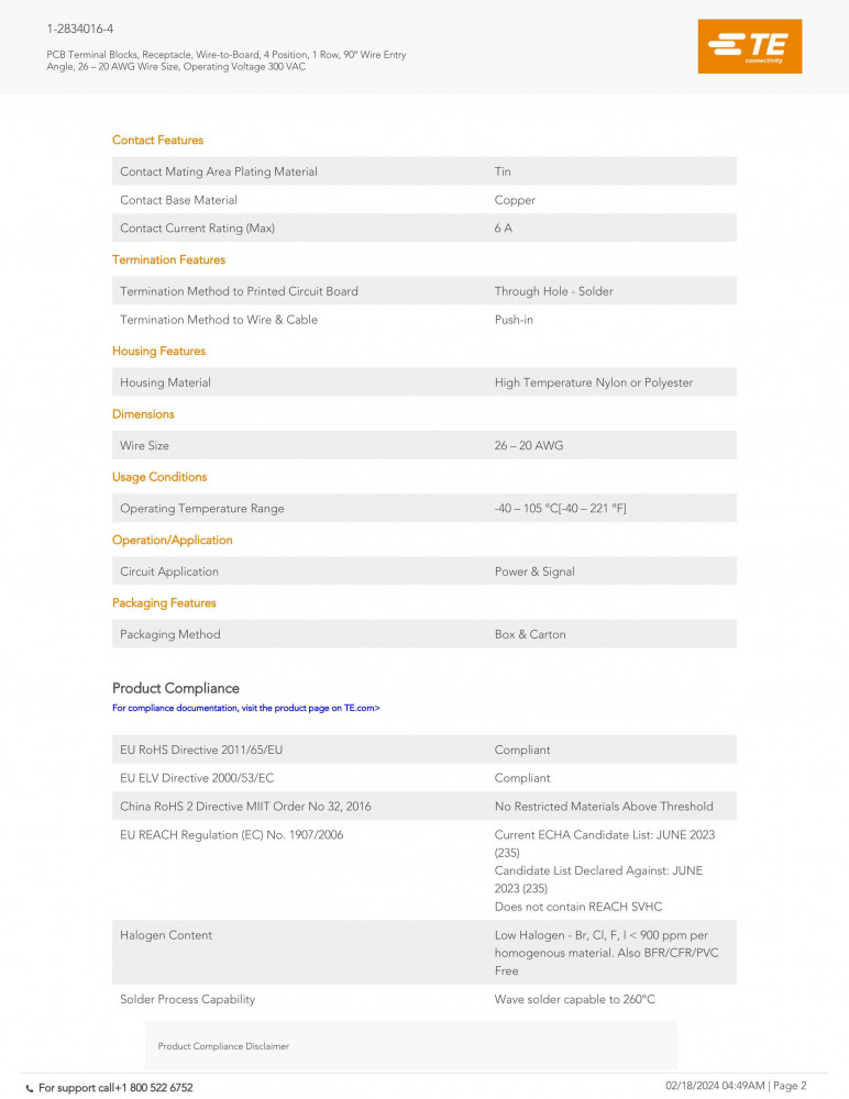 TE Connectivity 1-2834016-4 document page 2