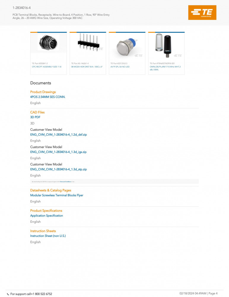 TE Connectivity 1-2834016-4 document page 4