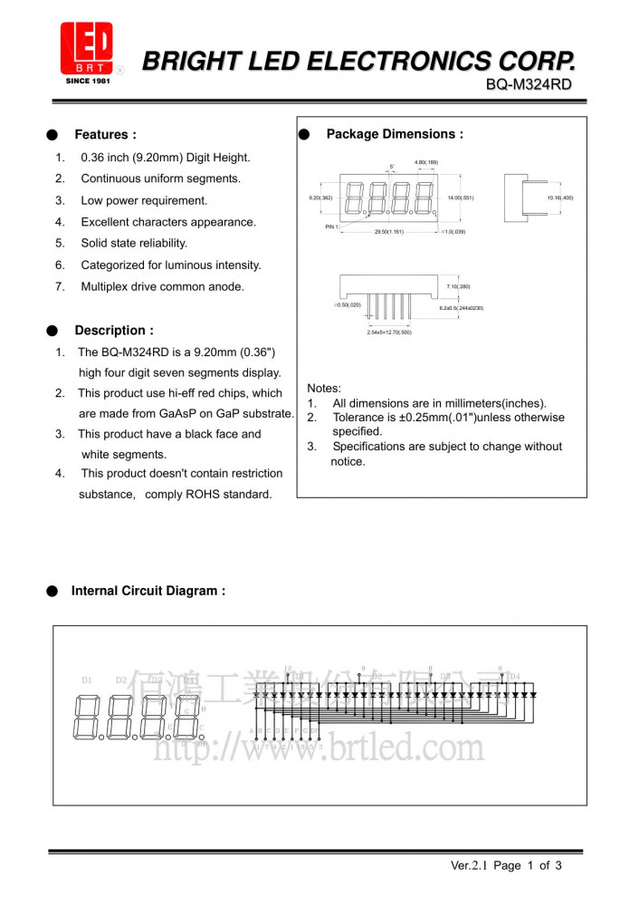 BQ-M324RD datasheet page 1