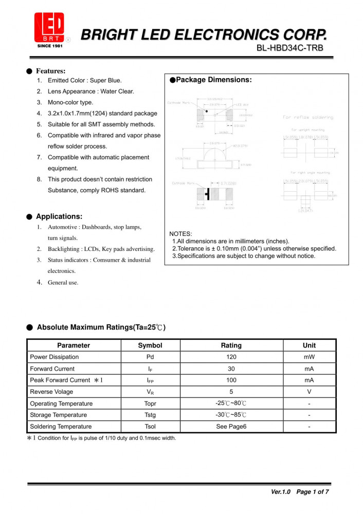 BL-HBD34C-TRB technical document page 1
