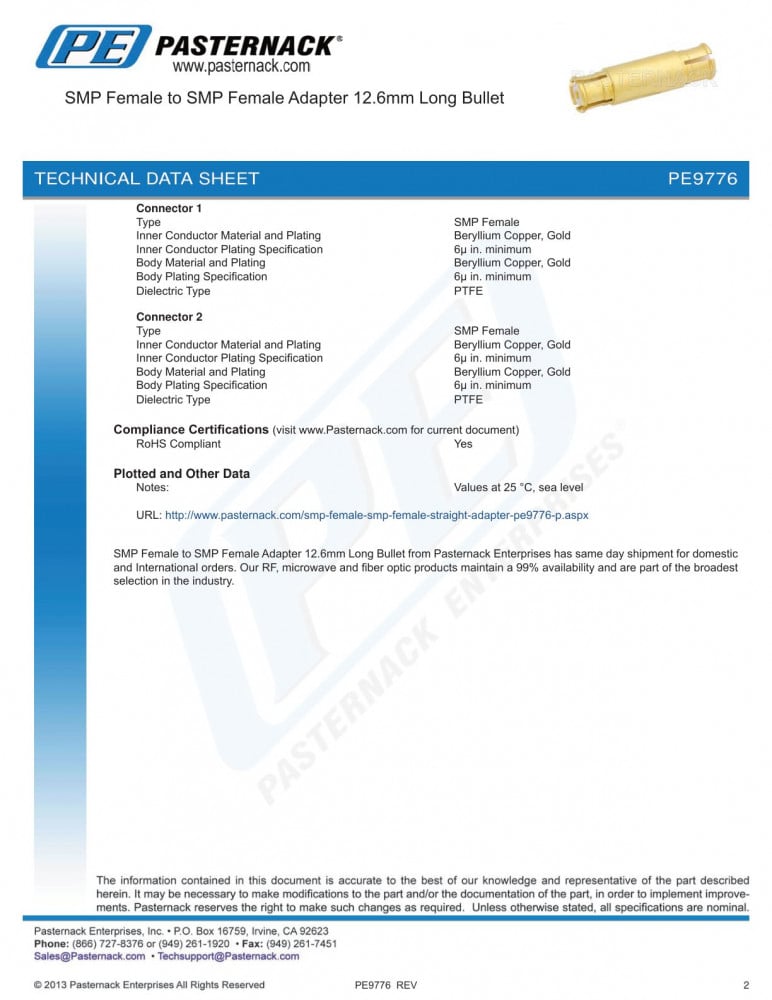 PE9776 technical datasheet page 2