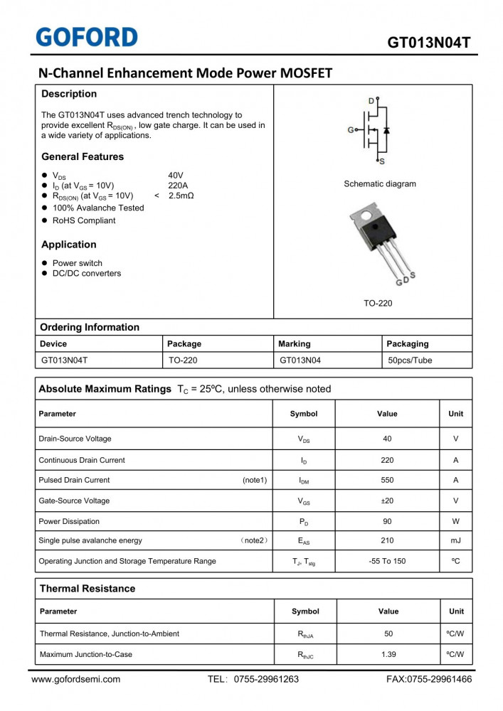GT013N04T datasheet page 1
