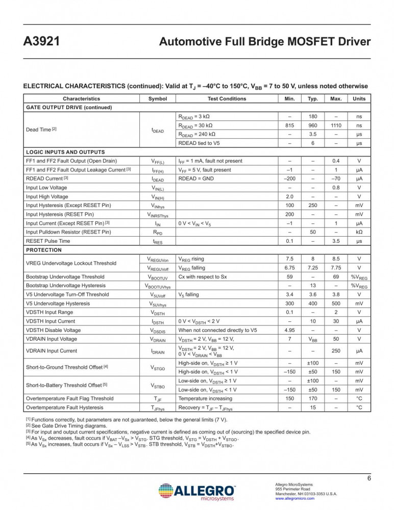 A3921 datasheet page 6