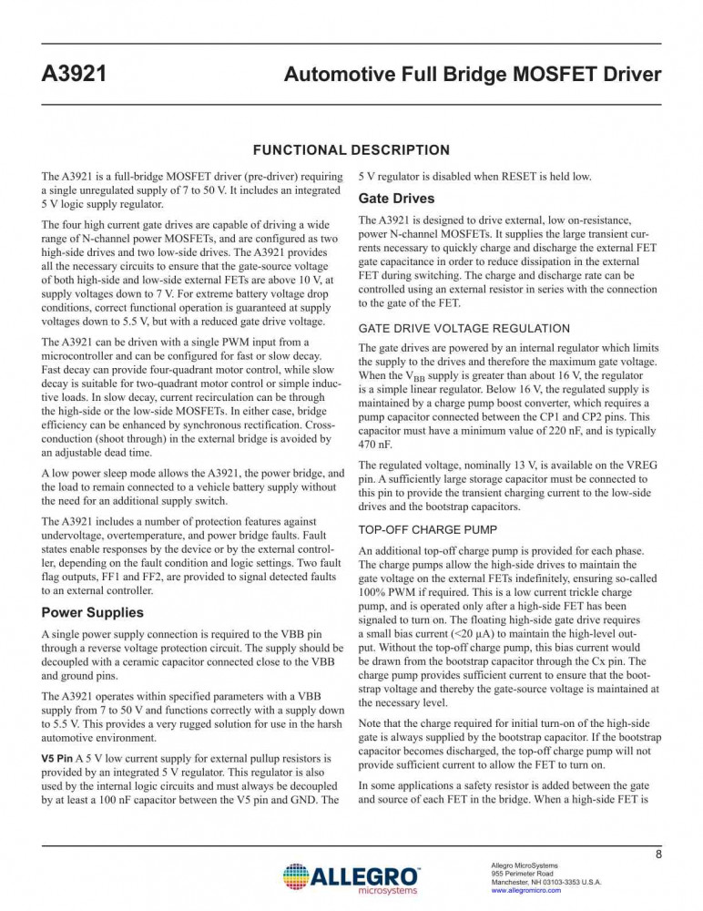 A3921 datasheet page 8