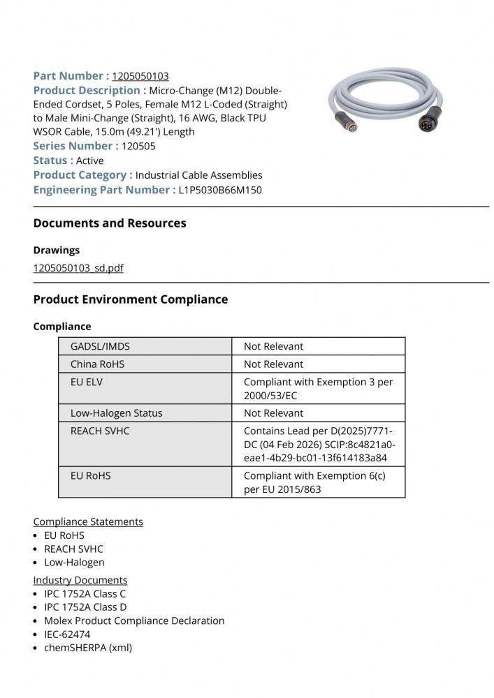 MOLEX product drawing preview, page 1