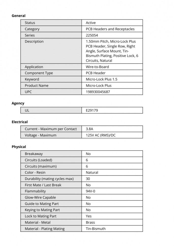 MOLEX 2250540670 technical document page 2