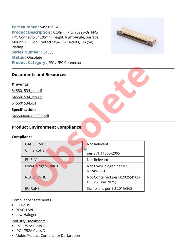 MOLEX 545501534 technical document image 1