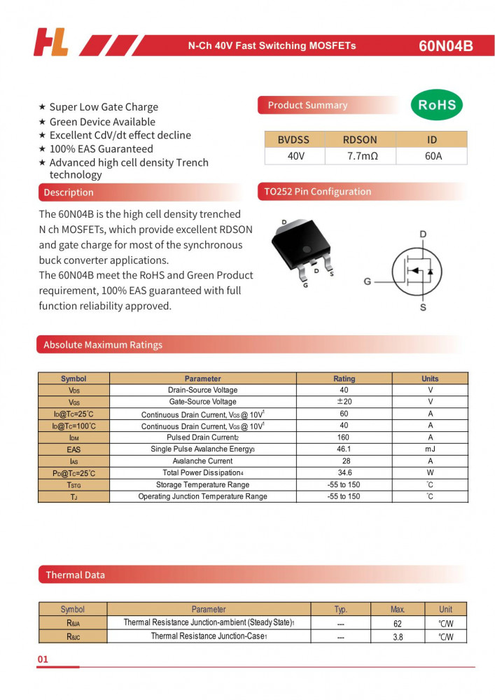 HL 60N04B datasheet page 1