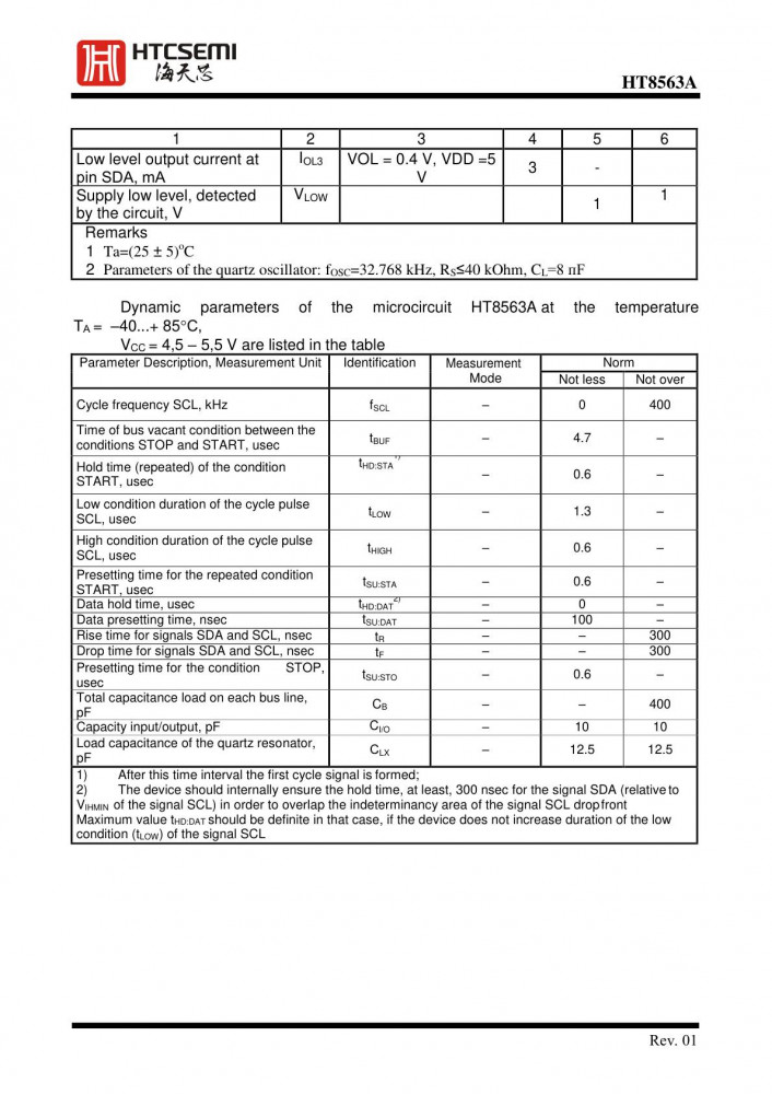 HT8563ARZ technical document page 3