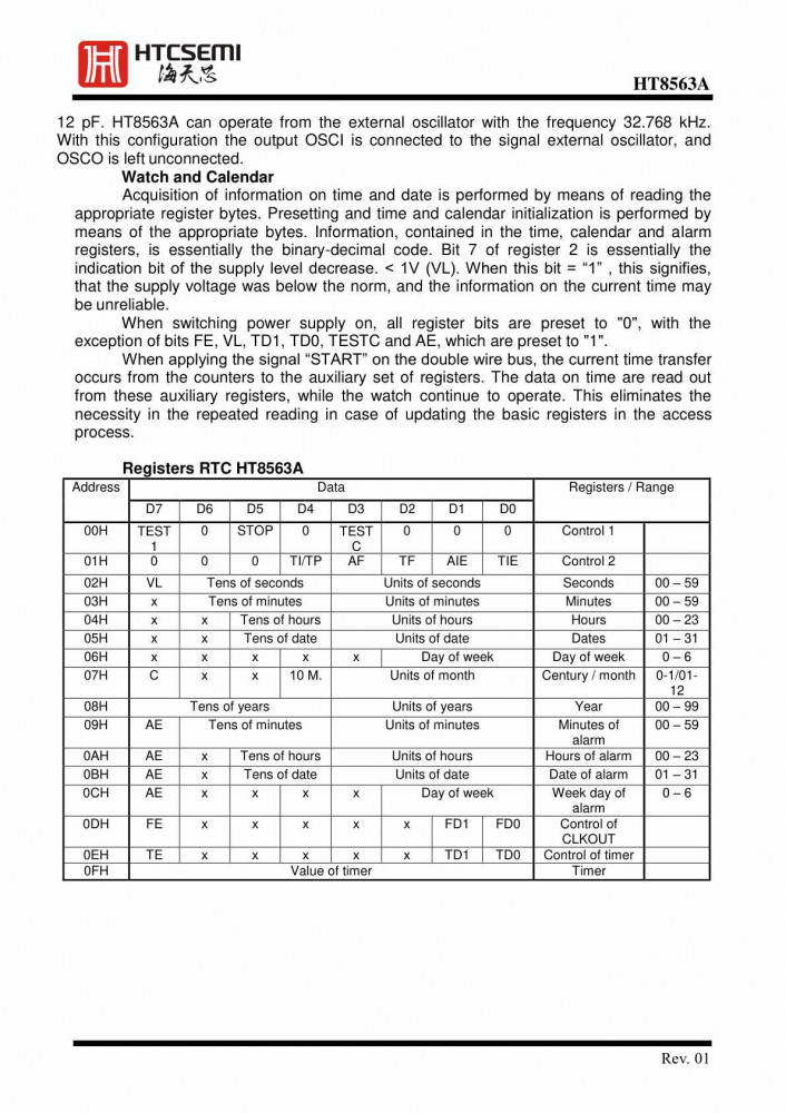 HT8563ARZ technical document page 5