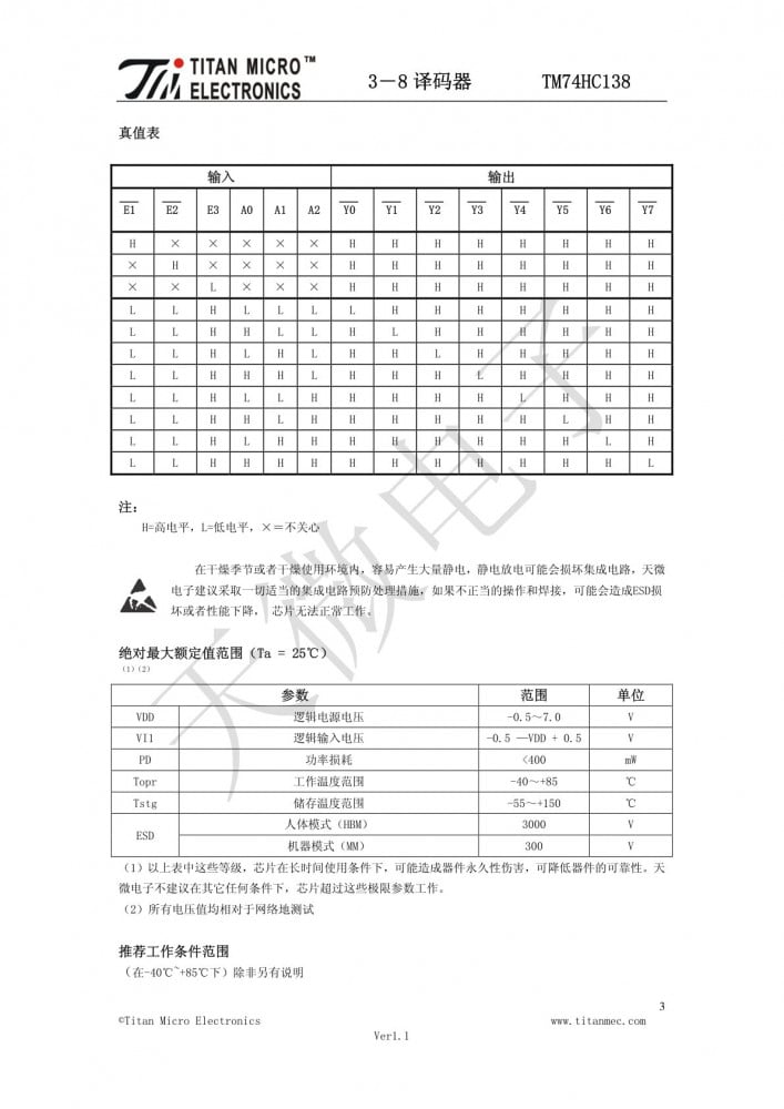 TM74HC138 datasheet page 3