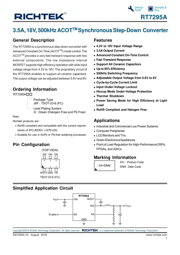RT7295A datasheet page 1