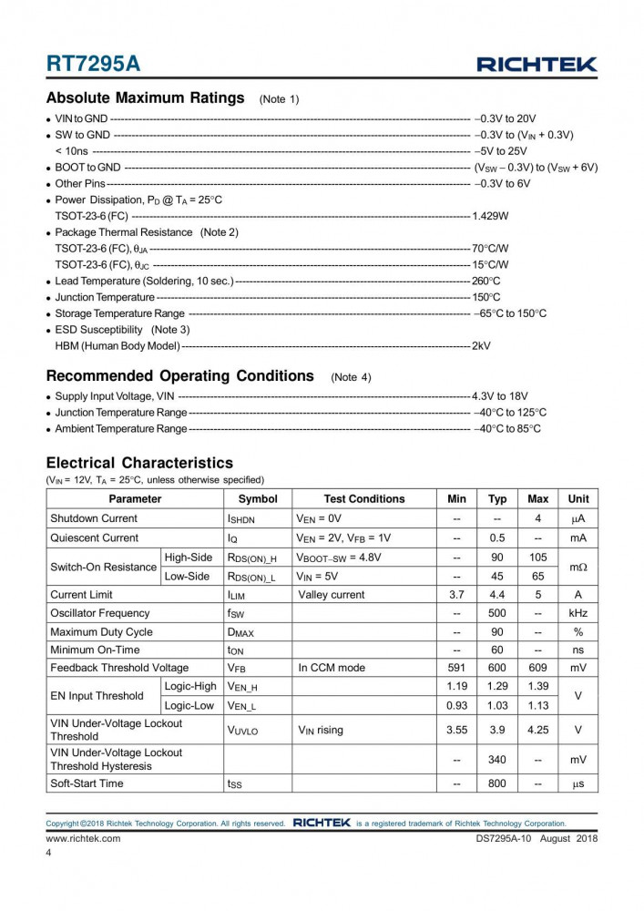 RT7295A datasheet page 4