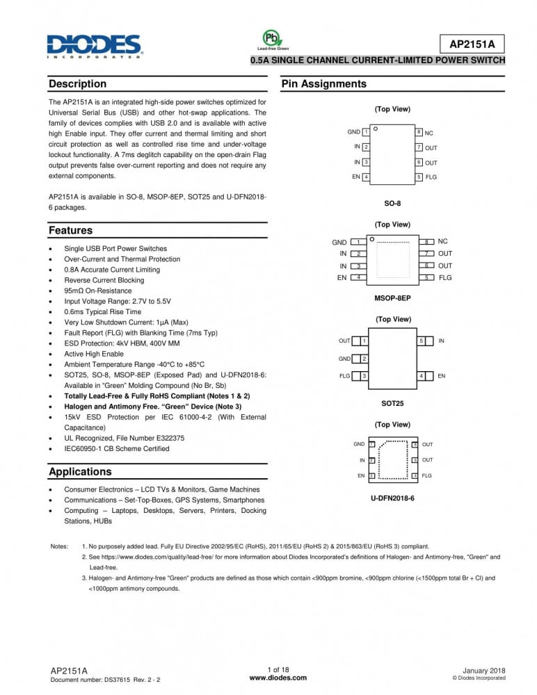 AP2151AS-13 datasheet page 1