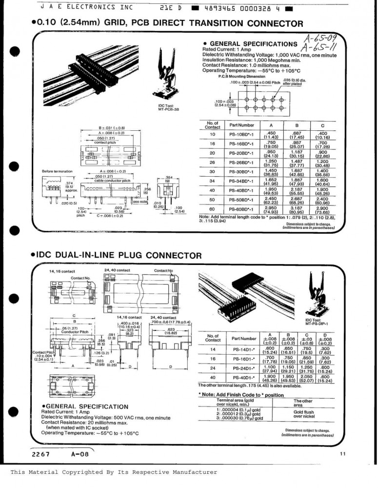 JAE PS-20BD2-1 technical document page 2