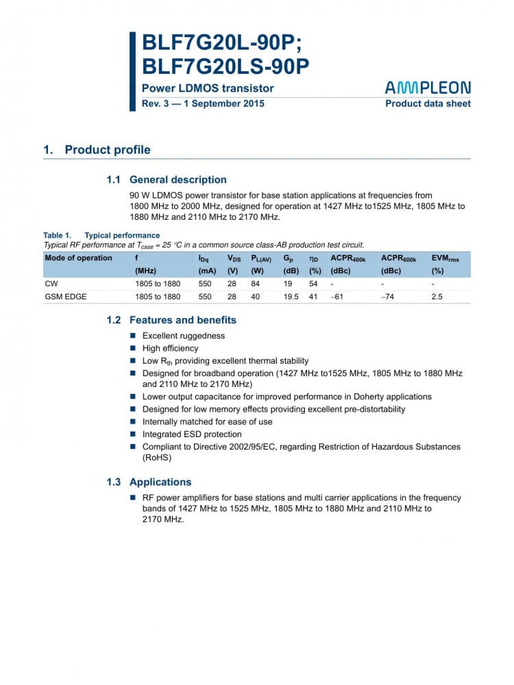 BLF7G20LS-90P datasheet page 1