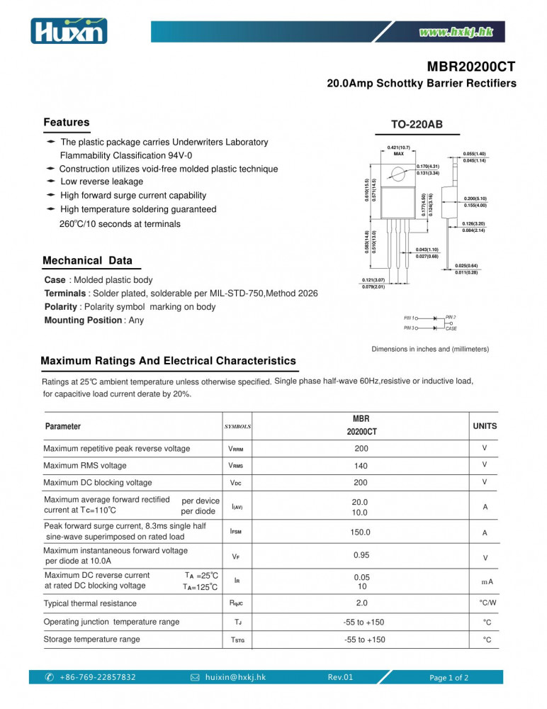 MBR20200CT datasheet page 1