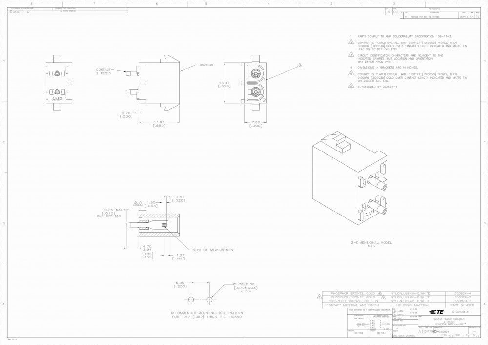 TE Connectivity 350824-1 technical drawing preview