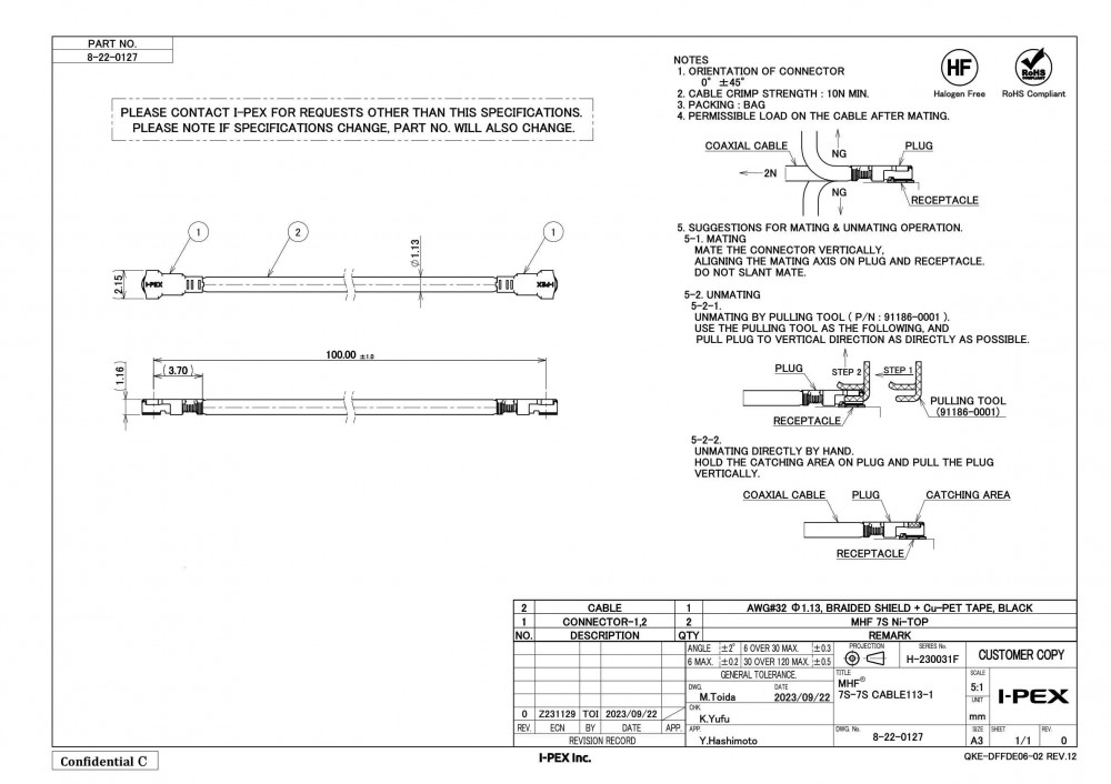 I-PEX 8-22-0127 technical drawing page