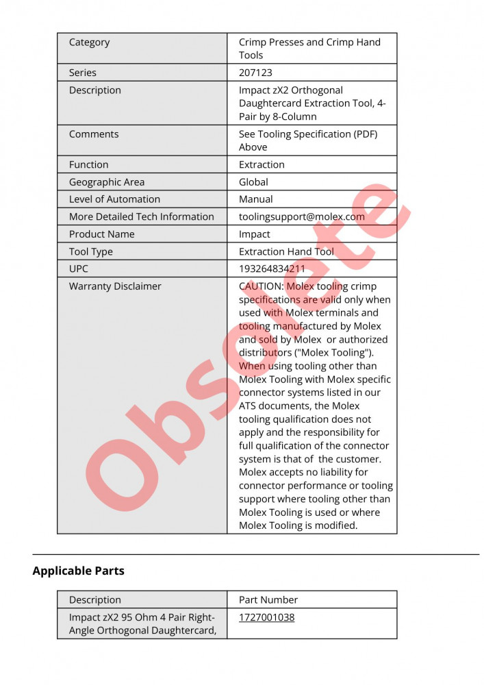 MOLEX 2001991300 tooling document page 2