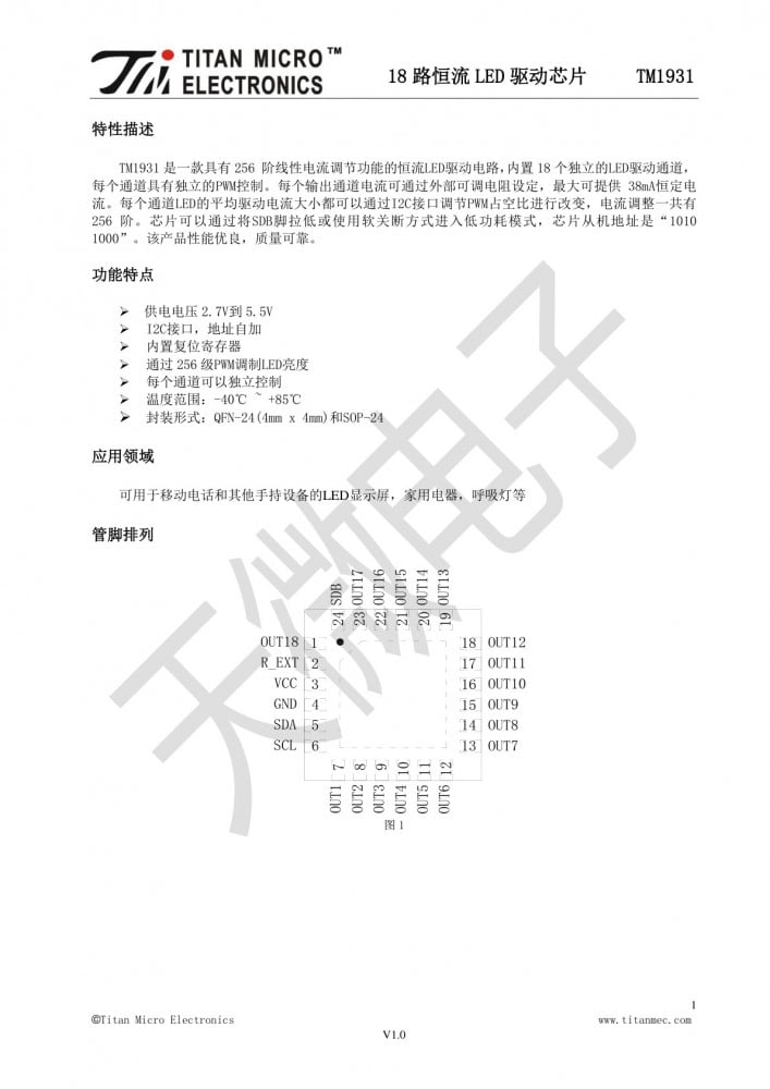 TM1931 datasheet page 1