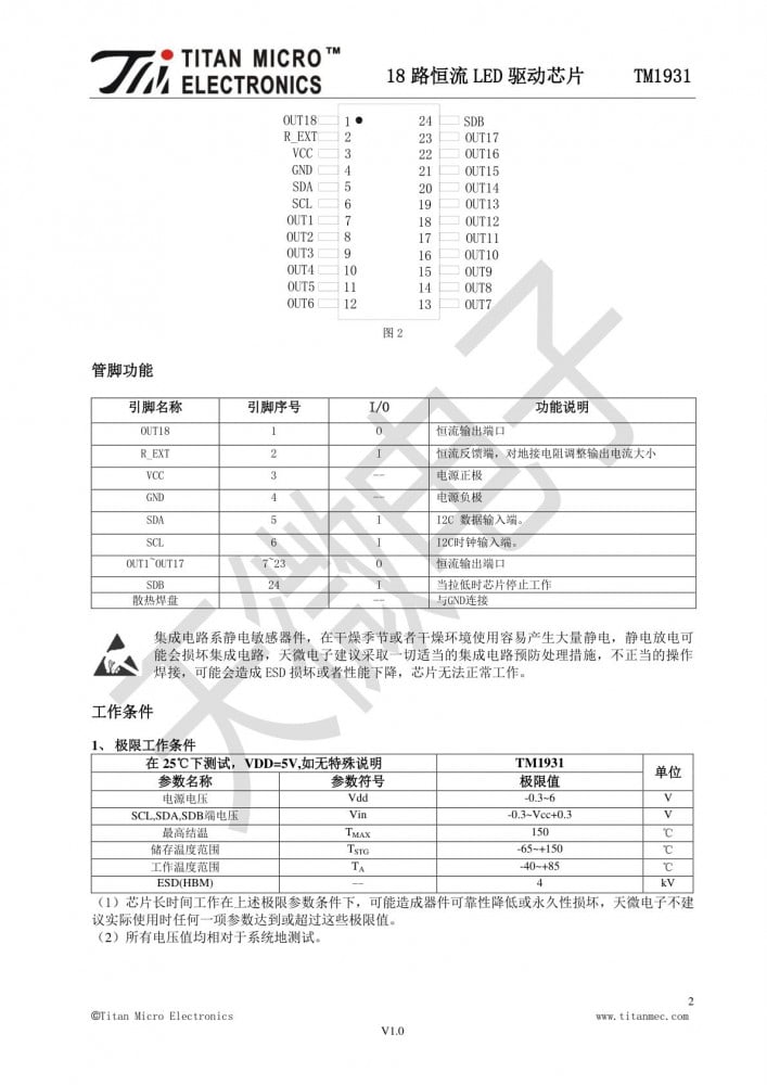 TM1931 datasheet page 2