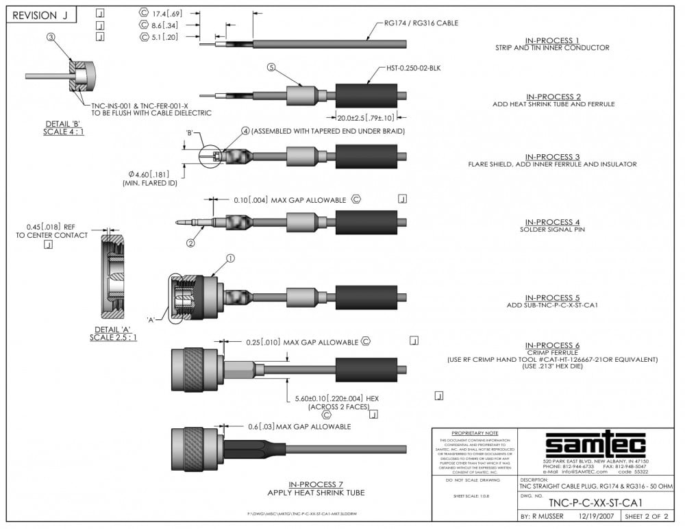 Samtec TNC straight cable plug drawing page 2