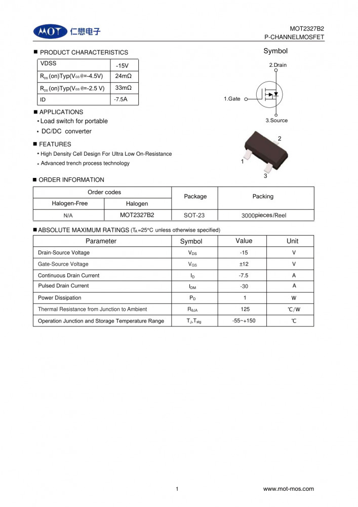 MOT2327B2 datasheet page 1