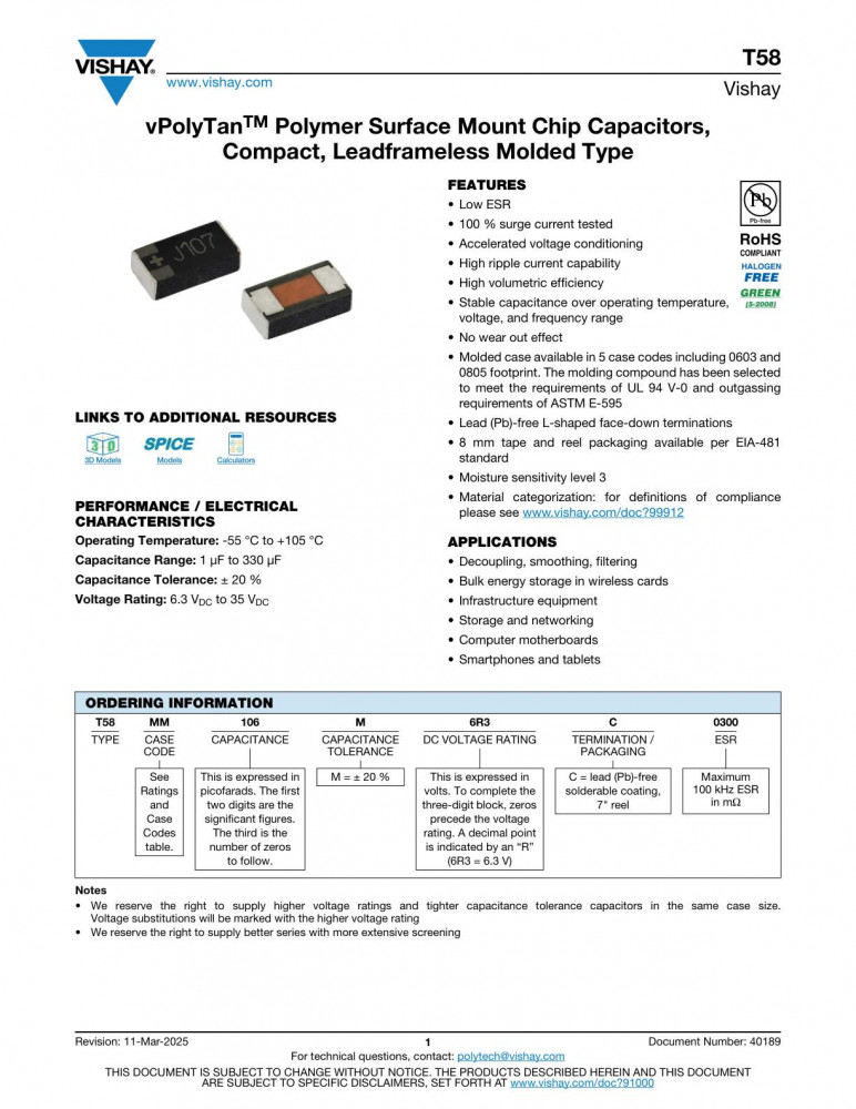 Product datasheet page 1