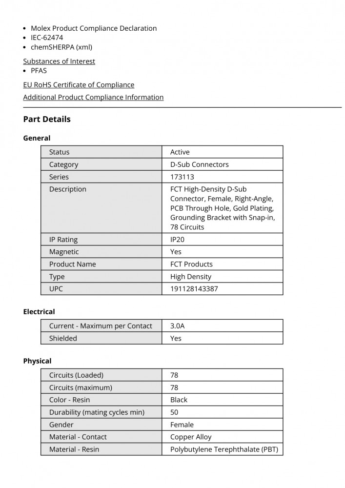 MOLEX 1731130140 technical drawing, page 2