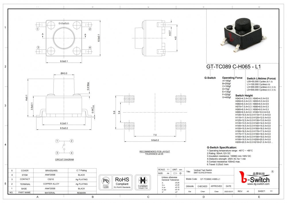 GT-TC089C-H065-L1 technical drawing and specification page