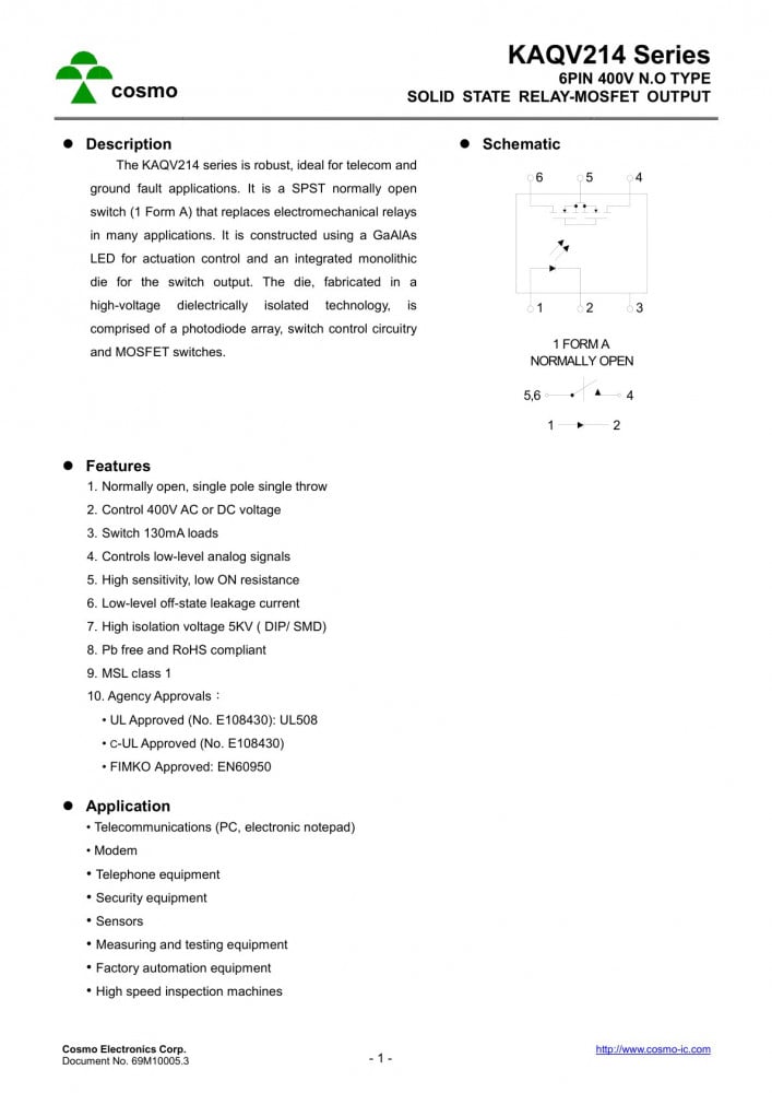 KAQV214A datasheet page 1