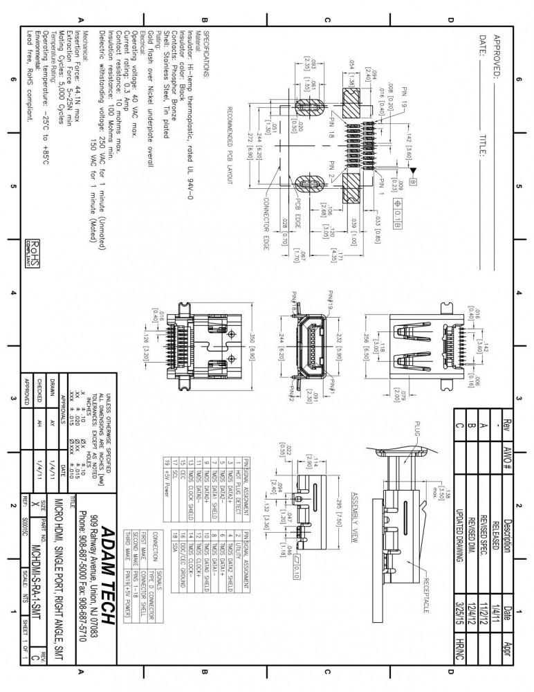 ADAM TECH MCHDMI-S-RA-1-SMT product drawing preview
