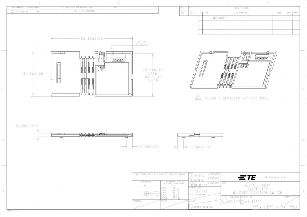 TE Connectivity 5145300-3 technical drawing sheet 2