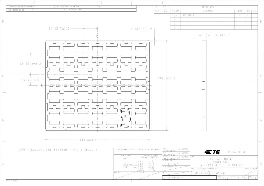 TE Connectivity 5145300-3 technical drawing sheet 3