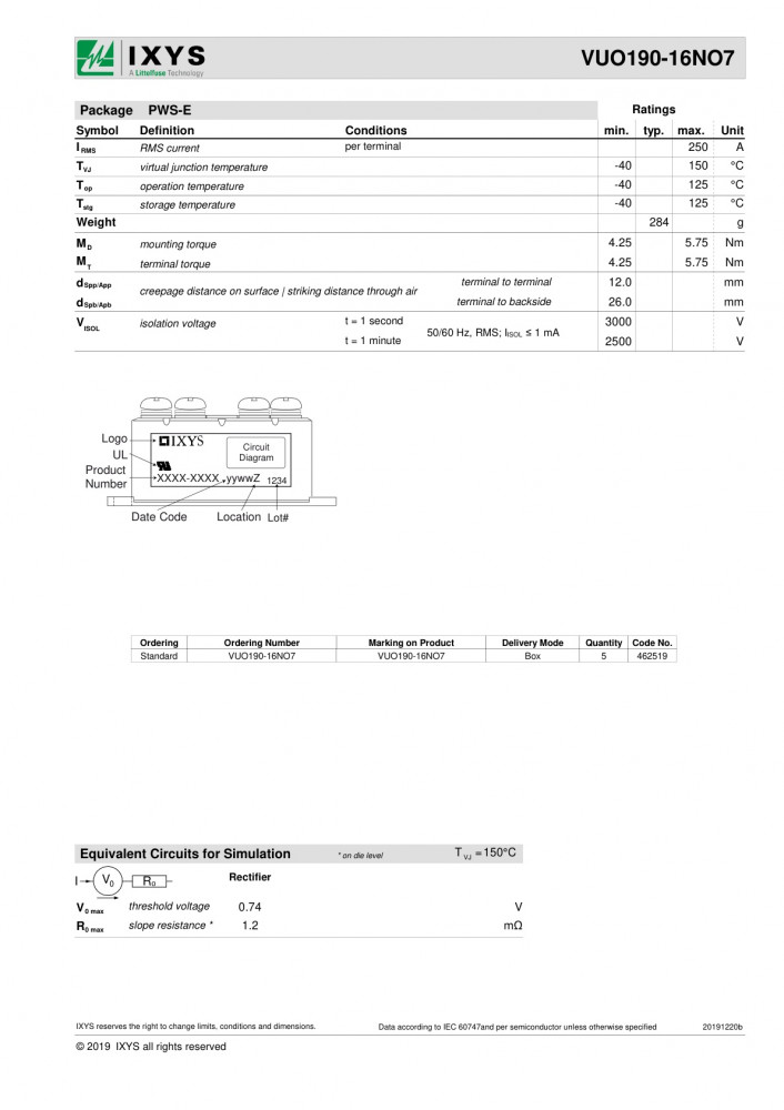 VUO190-16NO7 datasheet page 3