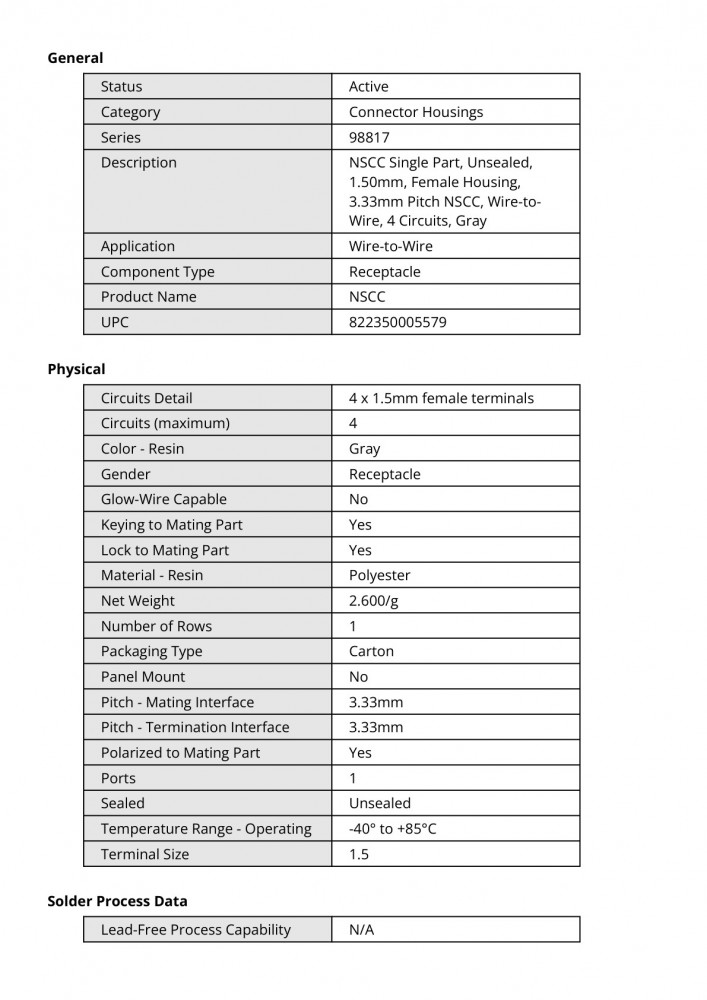 Technical document image 2 for MOLEX 988171048