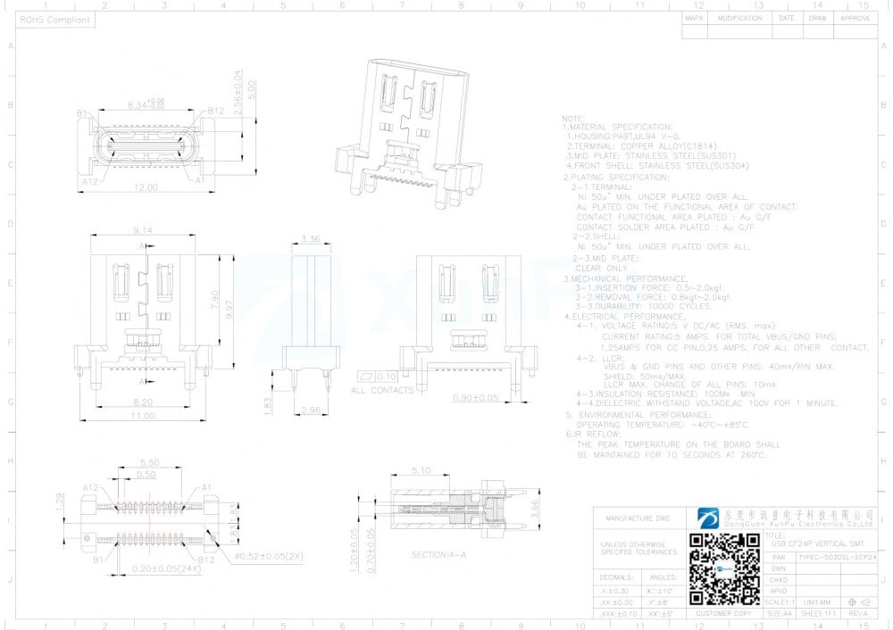 TYPEC-503DSL-ECP24 technical drawing page 1