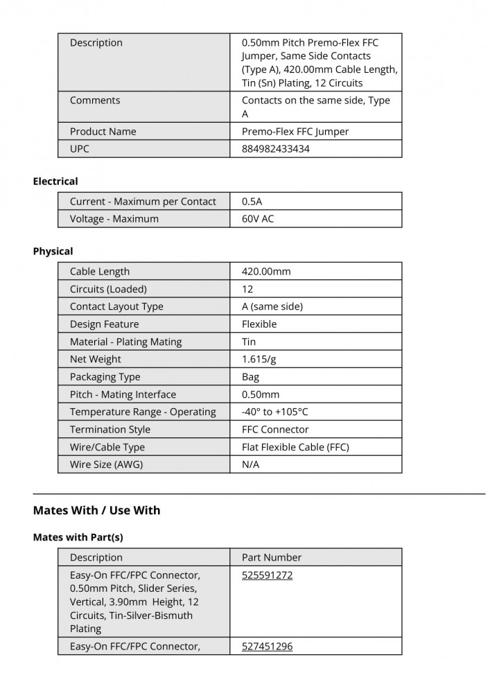 MOLEX Series 15266 FFC drawing page 2