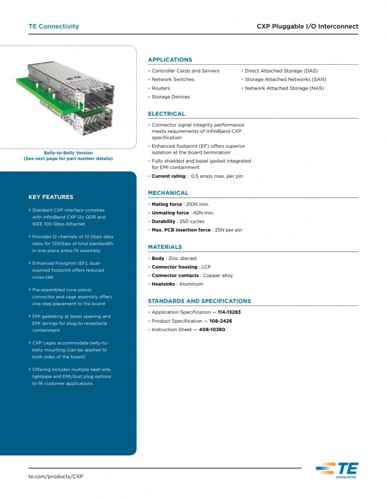 TE Connectivity CXP product document page 2