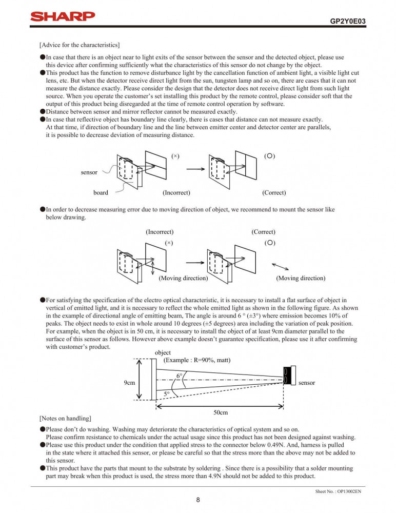 GP2Y0E03 datasheet page 8