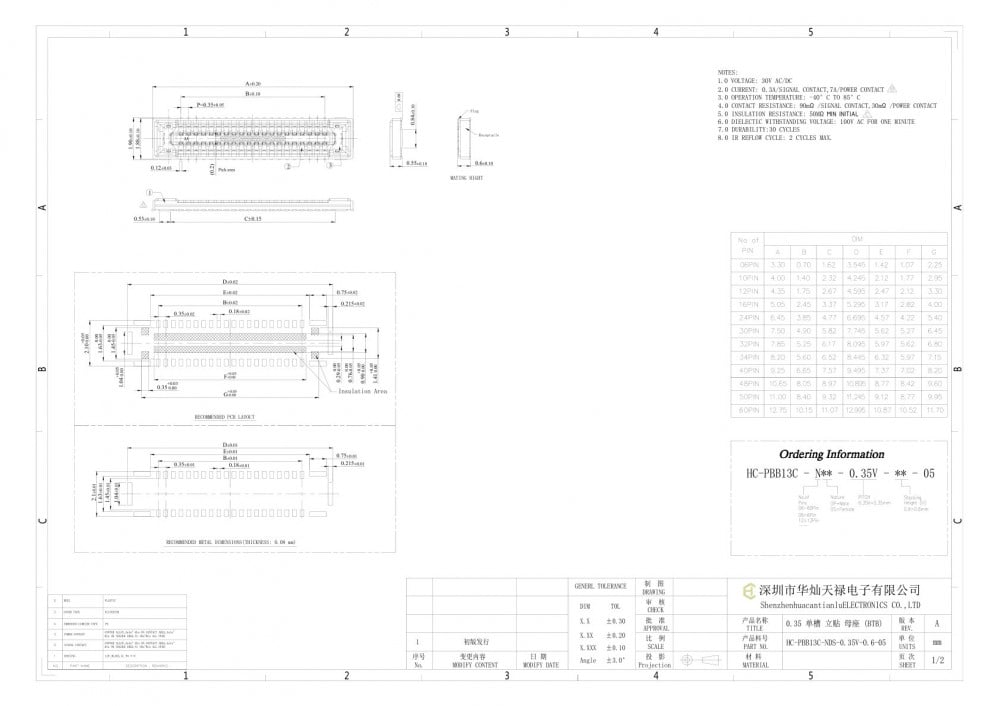 HCTL HC-PBB13C connector drawing page 1