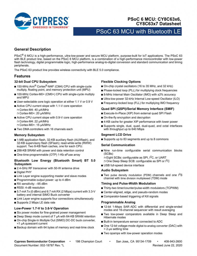 CY8C6347BZI-BLD54 datasheet page 2